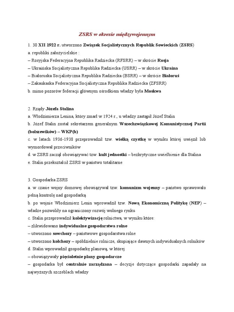 ZSRS - Notatka | PDF