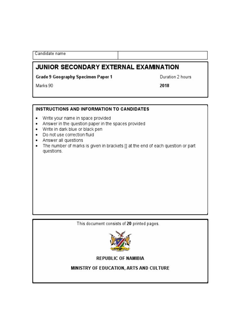 Grade 9 Geography Specimen Paper 1 | PDF | Earthquakes | Geophysics