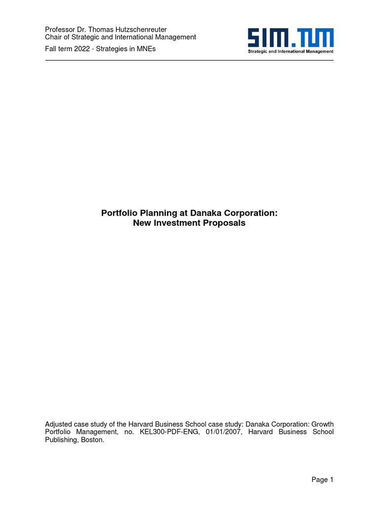 Danaka Corporation Investment Strategies | PDF | Agriculture | Economic ...