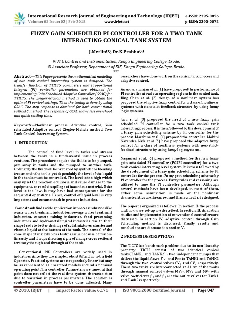 Fuzzy Gain Scheduled Pi Controller For A | PDF | Control Theory | Fuzzy Logic