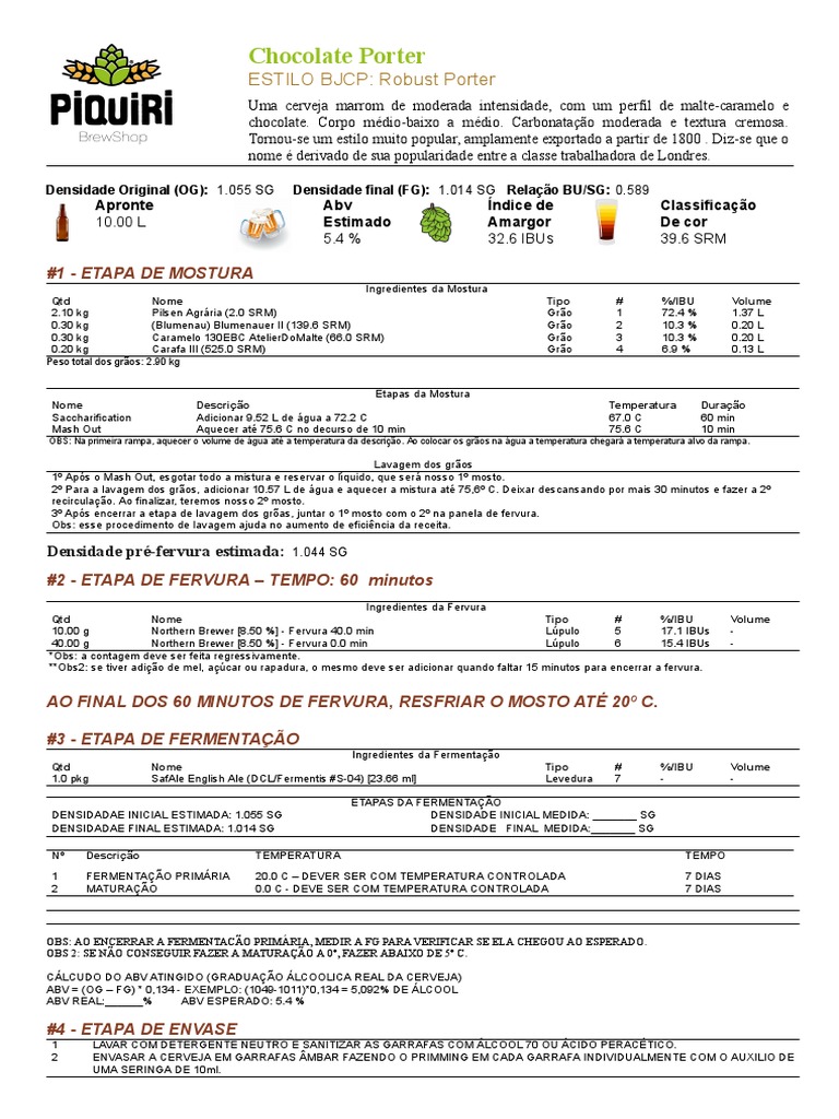Chocolate Porter 10 Litros | PDF