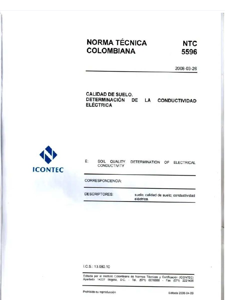 PDF NTC 5596 Calidad de Suelo Determinacion de La Conductividad ...
