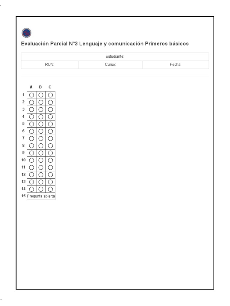 Evaluación Lenguaje 1° Básico | PDF