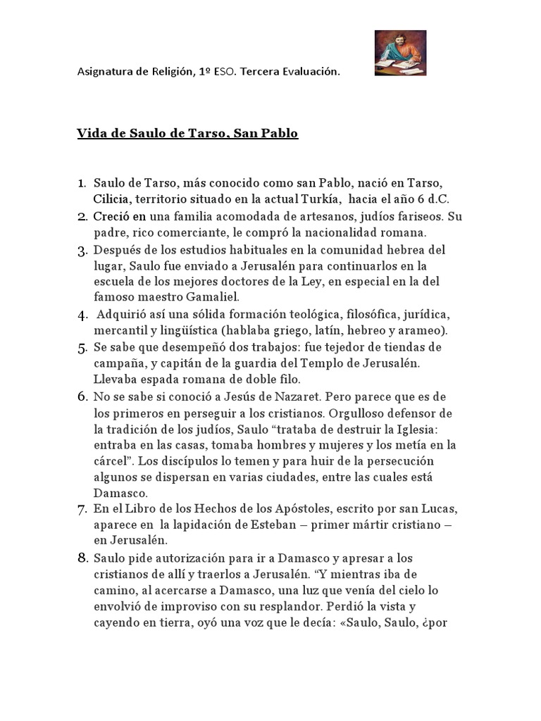 Vida de Saulo de Tarso | PDF | Pablo el apóstol | Religiones abrahámicas