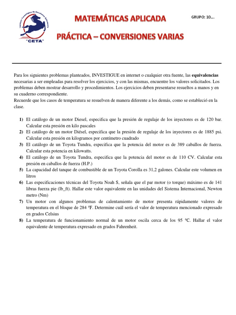 Práctica - Conversiones Varias | PDF