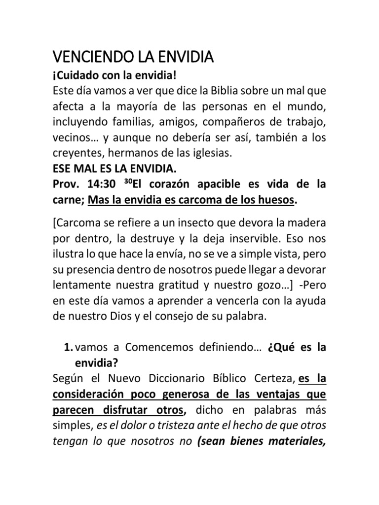 Vencer la Envidia según la Biblia | PDF | Envidia | Pecado