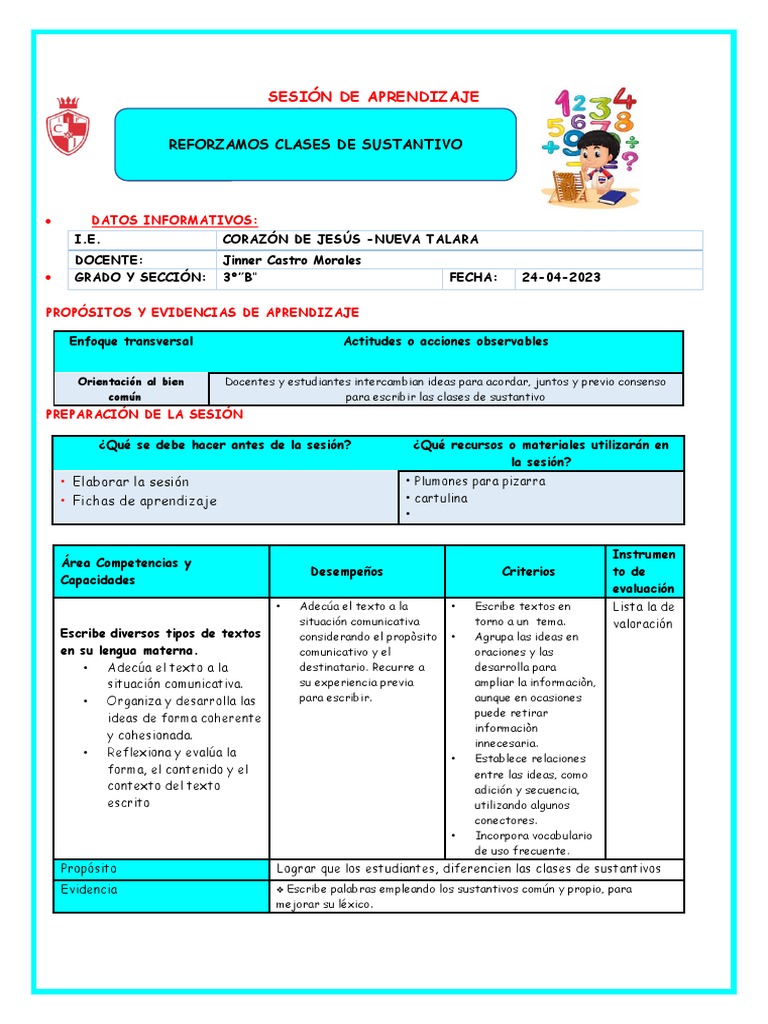 Clases de Sustantivos en Tercer Grado | PDF | Aprendizaje | Léxico