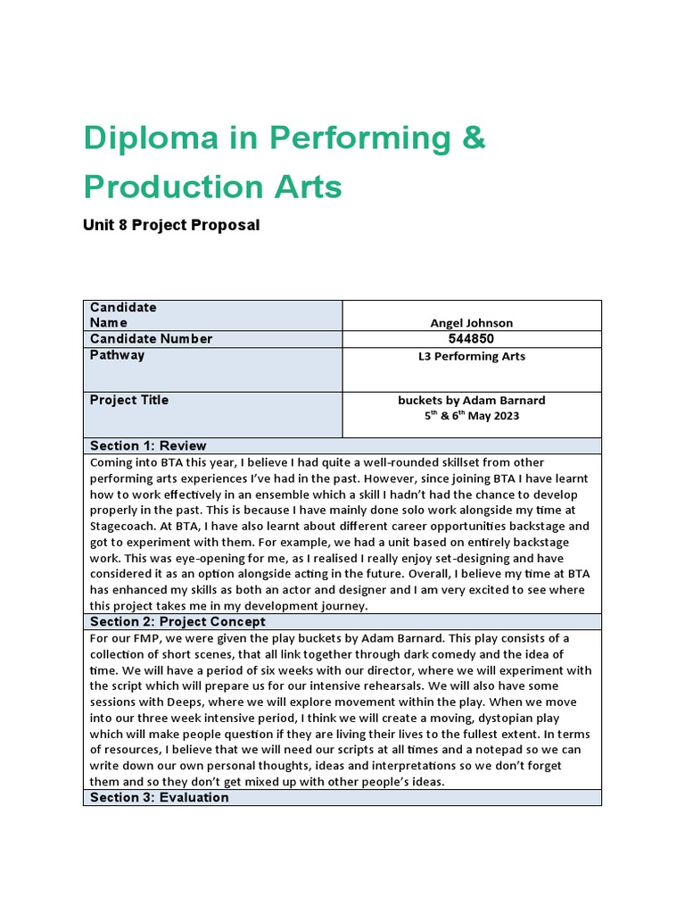Project Proposal Form - Buckets | PDF