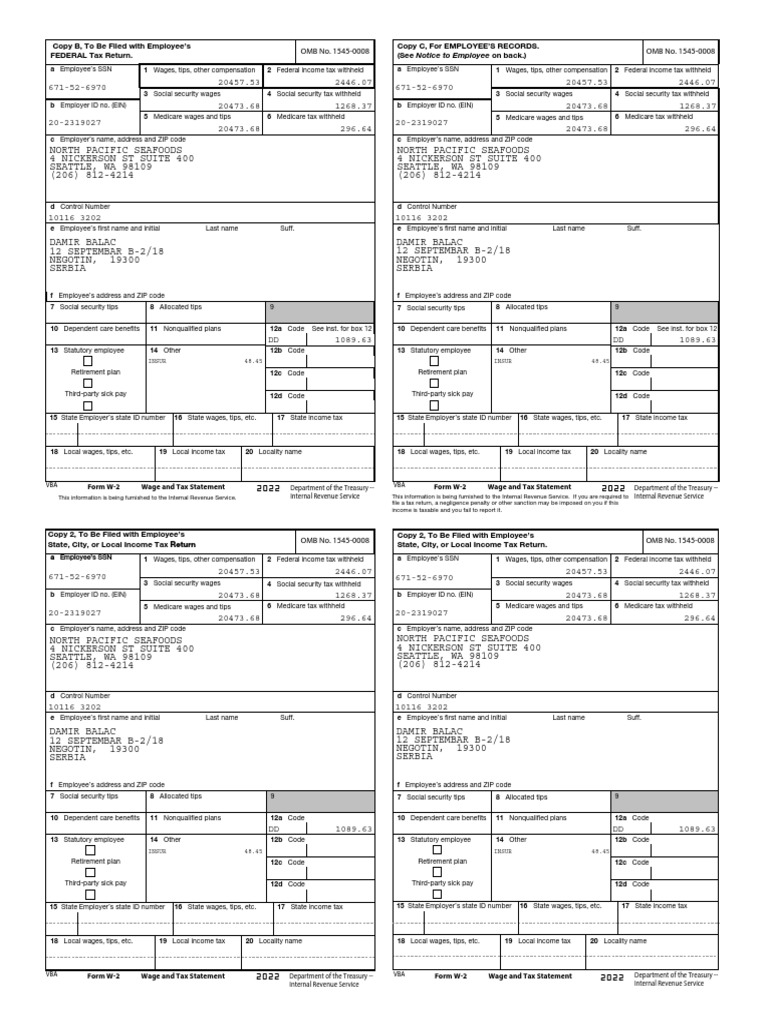 W-2 Form Overview and OMB Details | PDF