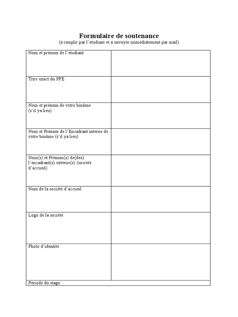 Formulaire de Soutenance | PDF