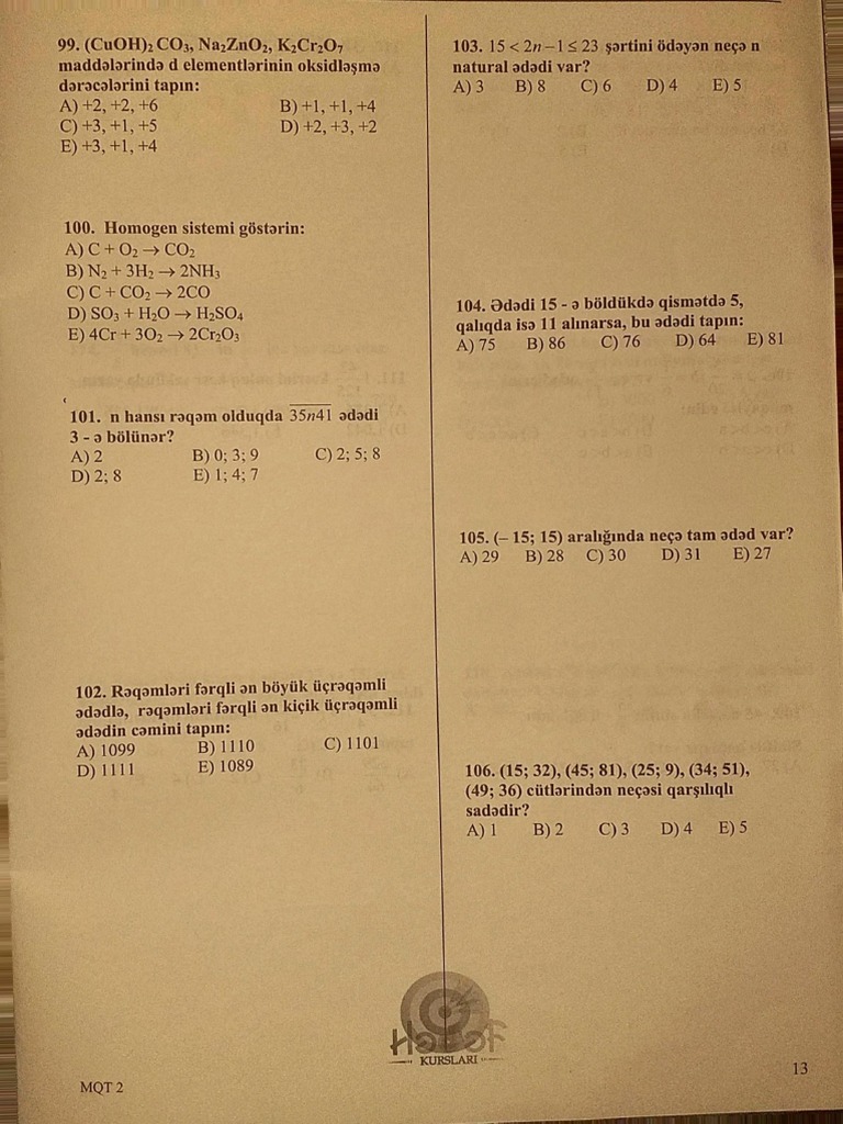 11ci Sinif 4cu Qrup MQT 1 | PDF