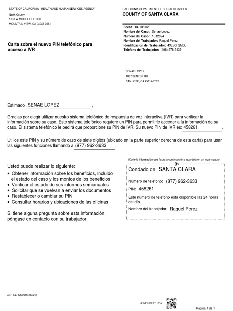 New Phone Access IVR PIN Letter | PDF | Respuesta de Voz Interactiva ...