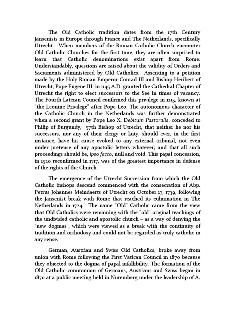 Old Catholic CCC | PDF