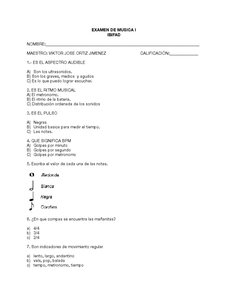 Examen Musica | PDF