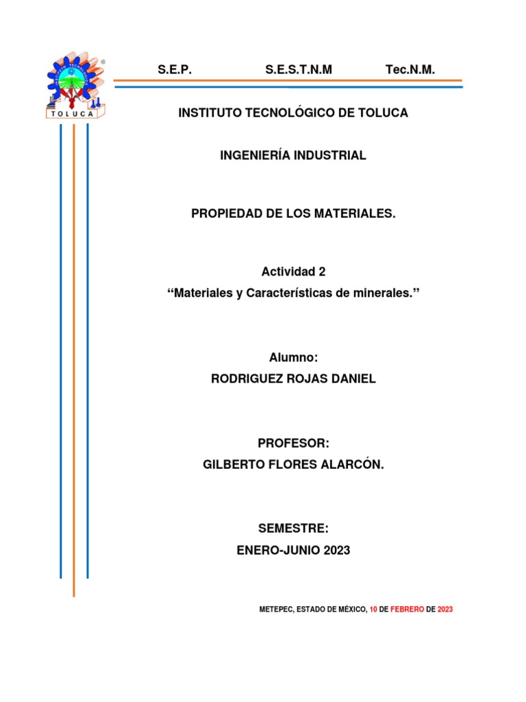 Daniel Rodriguez ACT2 | PDF | Aleación | Minerales