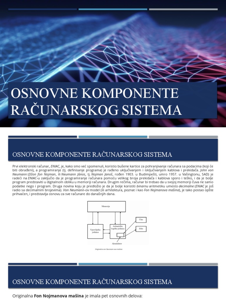 Osnovne Komponente Računarskog Sistema | PDF