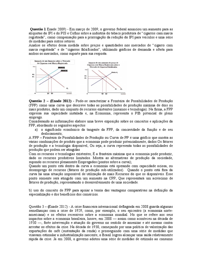Questões Enade | PDF | Economia | Mercado (economia)