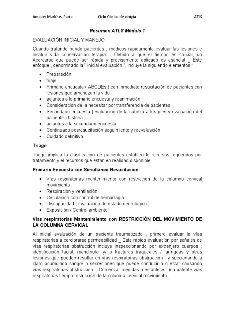 Resumen ATLS Modulo 1 Español | PDF