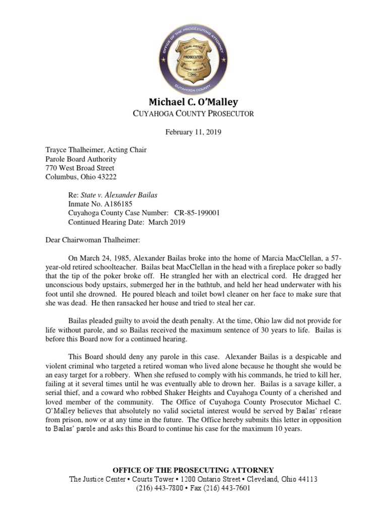 Christopher Schroeder's letter to Ohio Parole Board | PDF | Plea ...