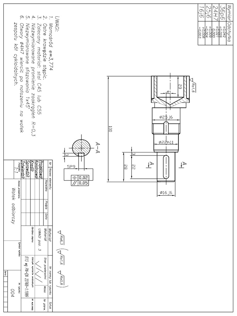 Wymiarowanie Rowkow Wpustowych | PDF