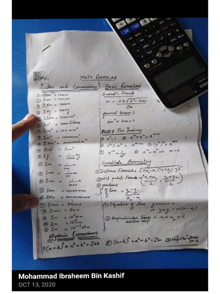 O - L Maths 4024 Formulas | PDF