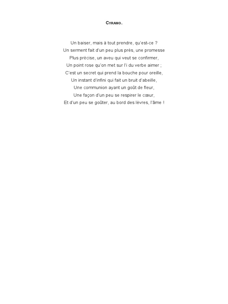Tirade Baiser Cyrano | PDF