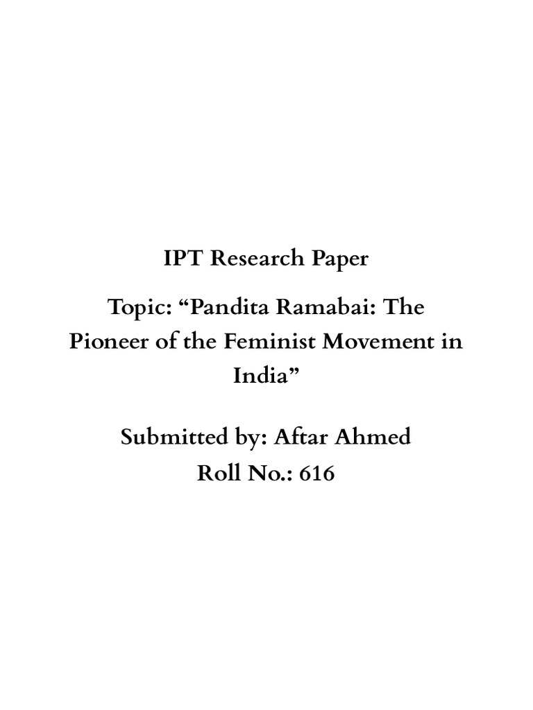 Research Paper On Pandita Ramabai | PDF