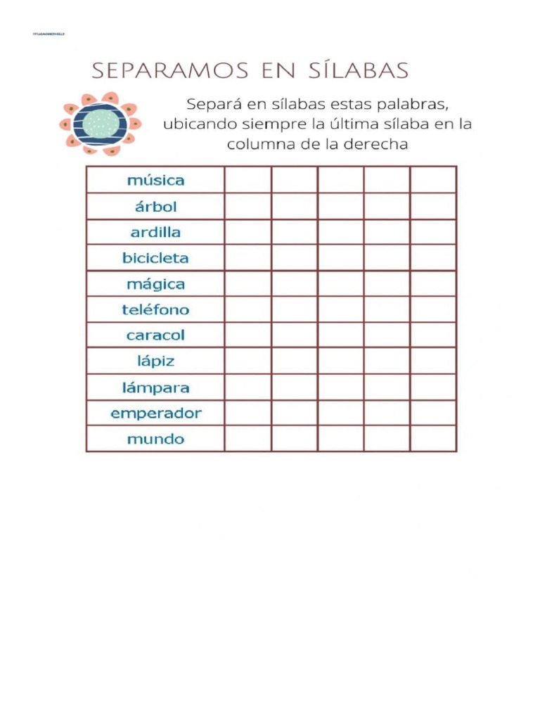 Separación de Sílabas | PDF