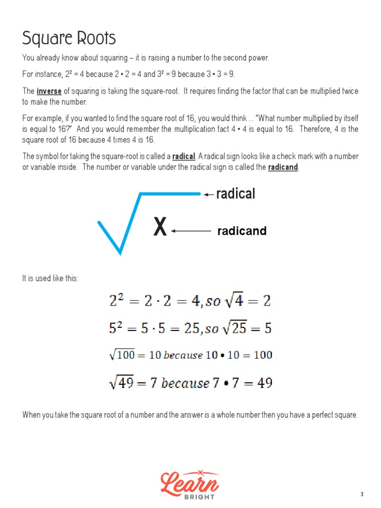 Squares and Square Roots | PDF | Square Root | Numbers