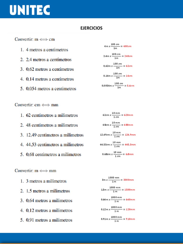 Ejercicios Conversiones Solución | PDF