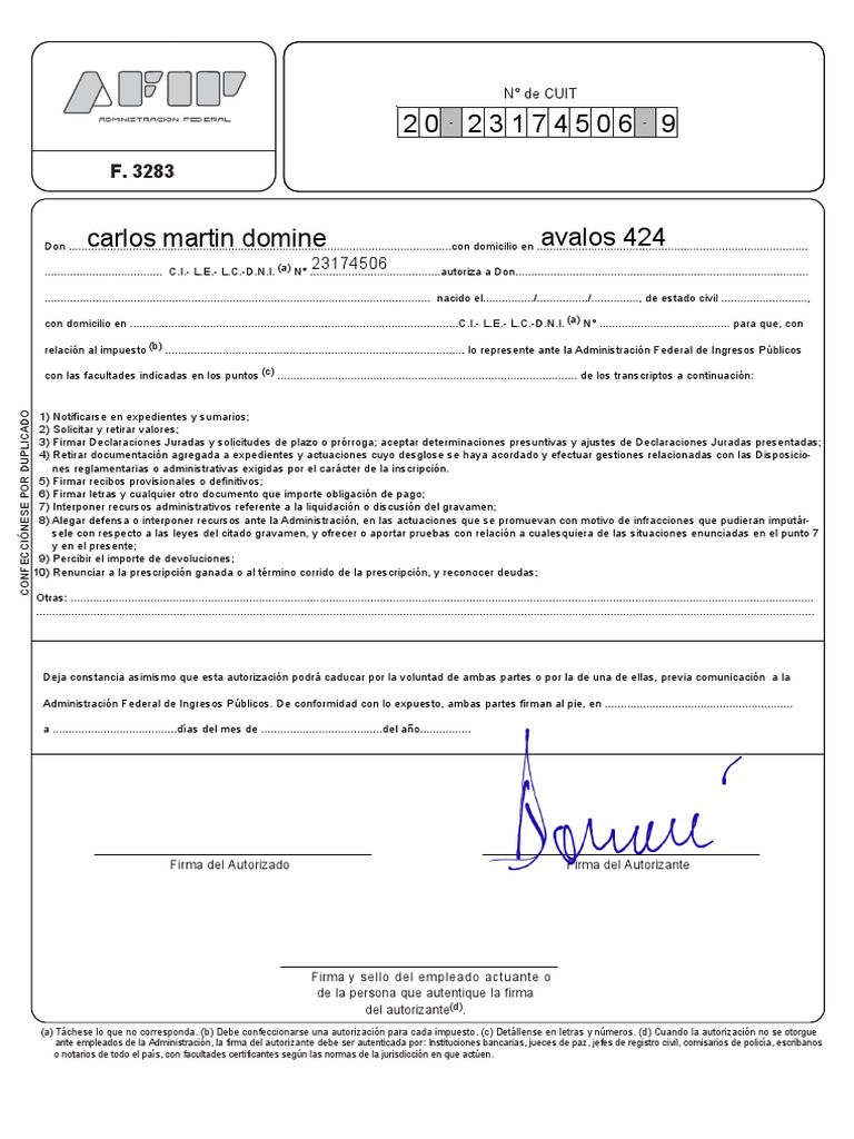 Formulario Afip Autorizacion | PDF | Justicia | Crimen y violencia
