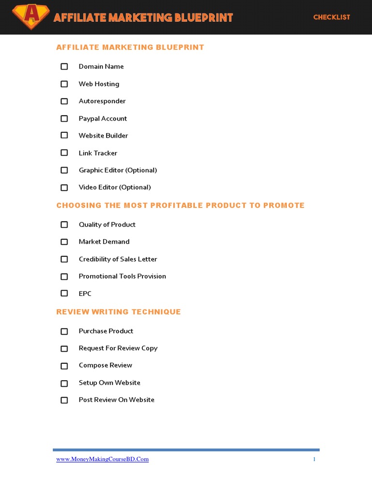 Affiliate Marketing Blueprint Checklist | PDF | Computers | Technology ...
