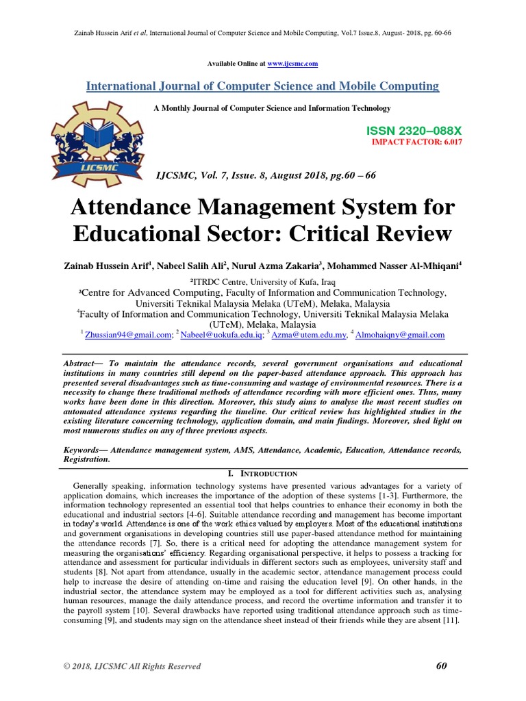 Attendance Management System For Educati | Download Free PDF | Internet ...