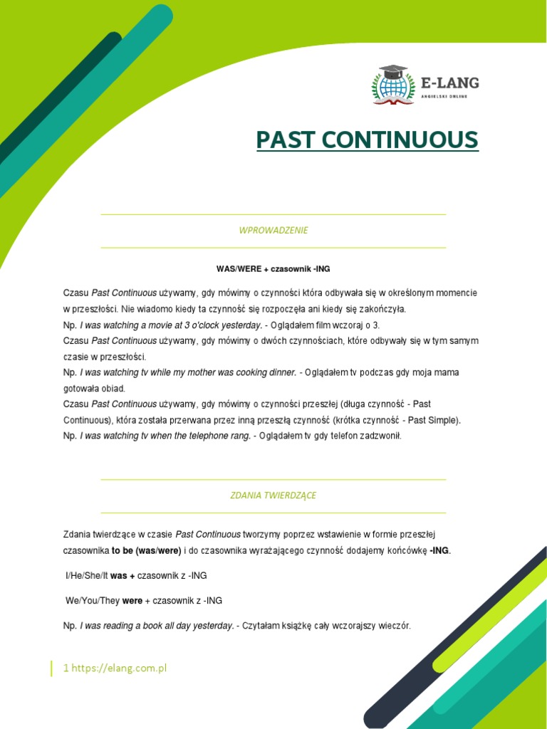 Past Continuous | PDF