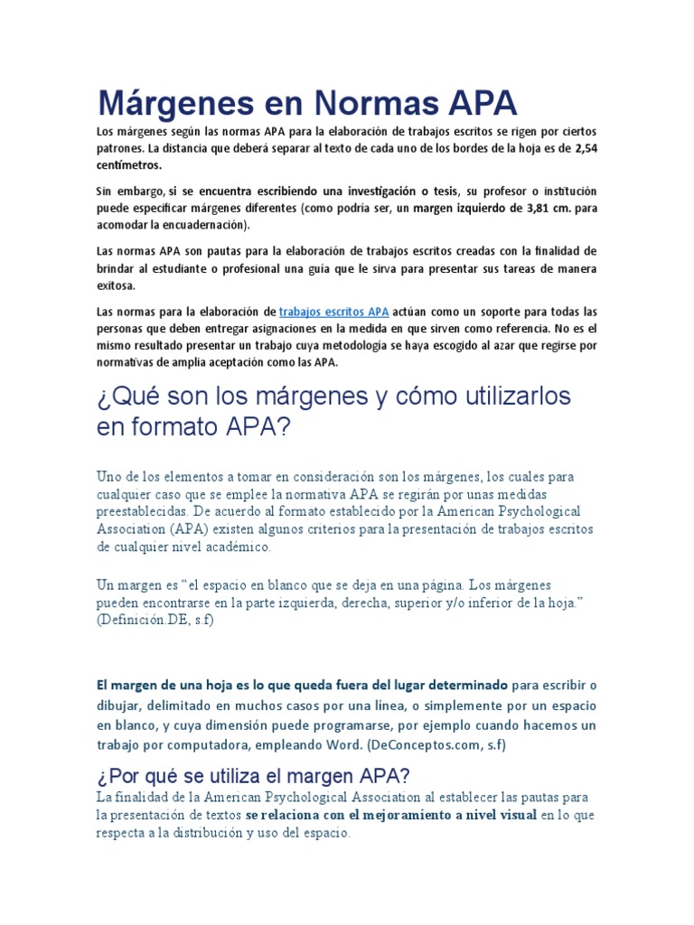 Márgenes en Normas APA | Descargar gratis PDF | Informática