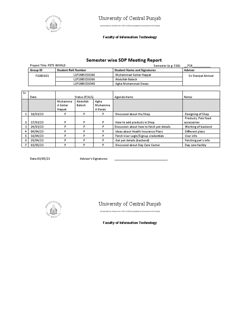 Semester Wise SDP Meeting Report | PDF