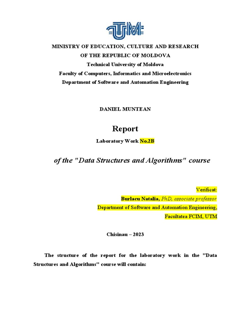 Data Structures Lab Report: Sorting Algorithms | PDF