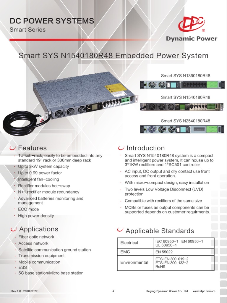 Smart SYS N1540180R48 Power System | PDF | Rectifier | Power Supply