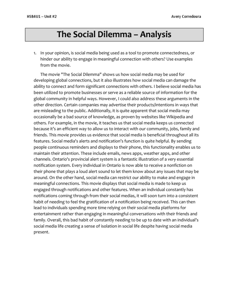 The Social Dilemma Analysis | PDF | Social Media | Popular Culture ...