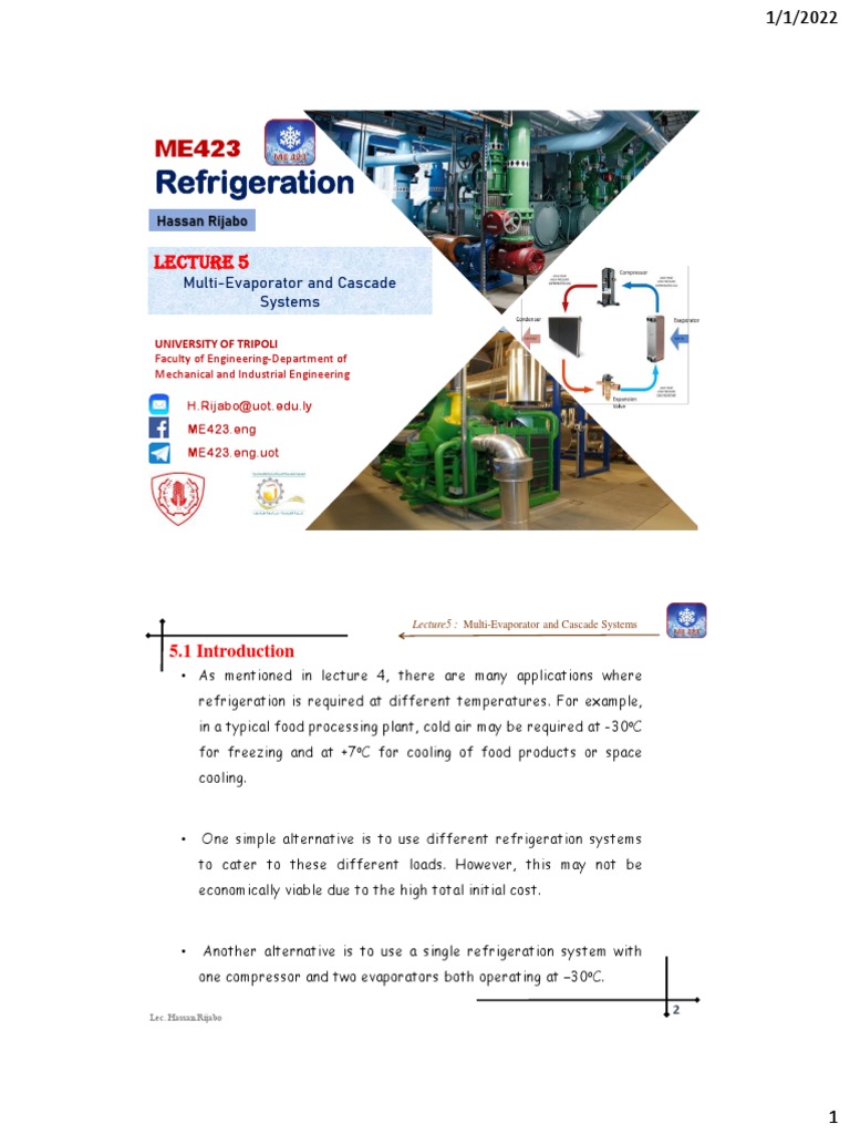 Engineering Refrigeration Systems | PDF | Refrigeration | Enthalpy