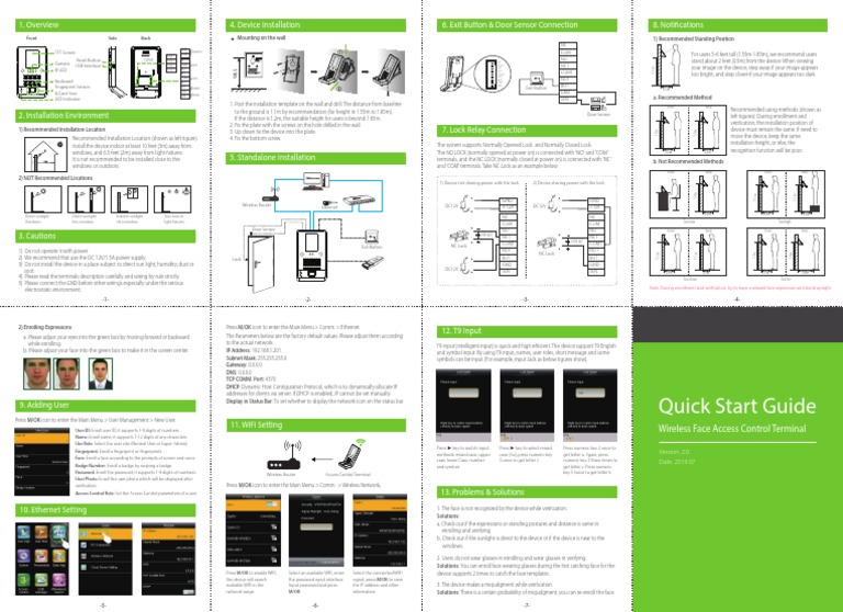 MultiBio 600 MB610 Wireless Face Time Attendance and Access Control Quick Start Guide | PDF