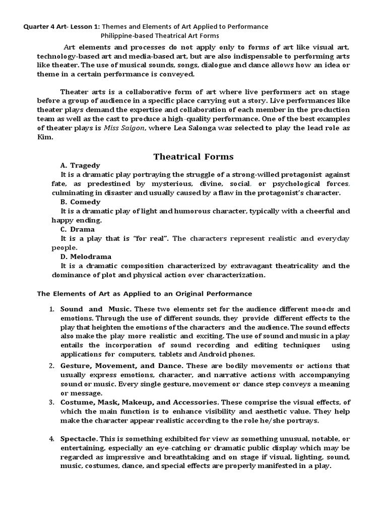 Art Quarter 4 Lessons 1 2 Activities | PDF