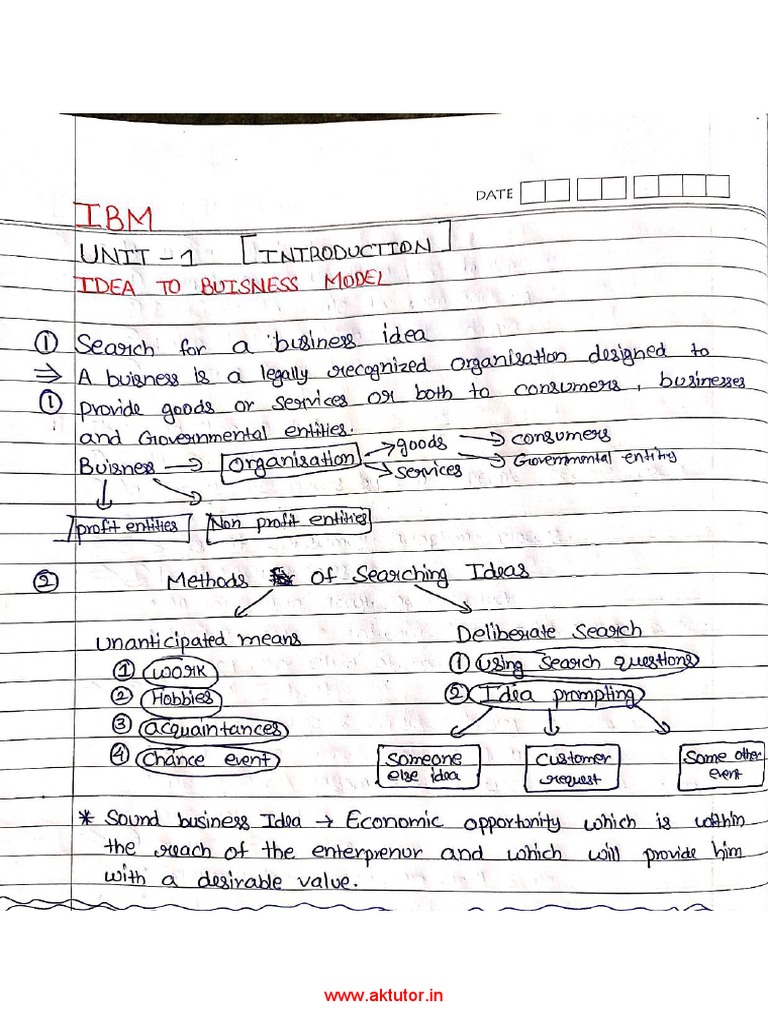 Idea To Business Model Notes Btech 3rd Year Ee | PDF