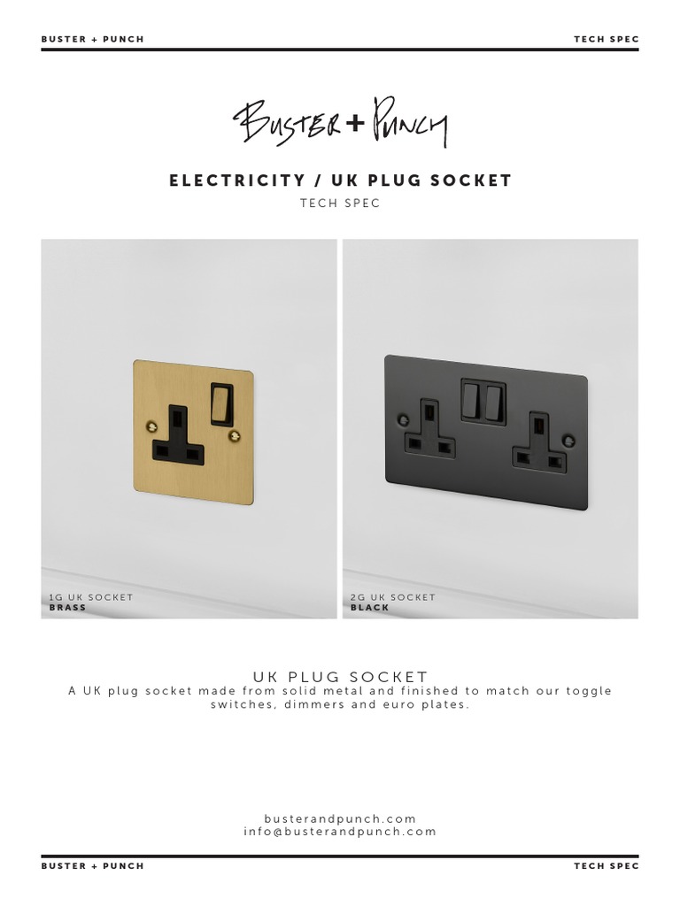 Buster & Punch Tech Spec ELECTRICITY UK Plug Sockets | PDF | Chemical Elements | Metals