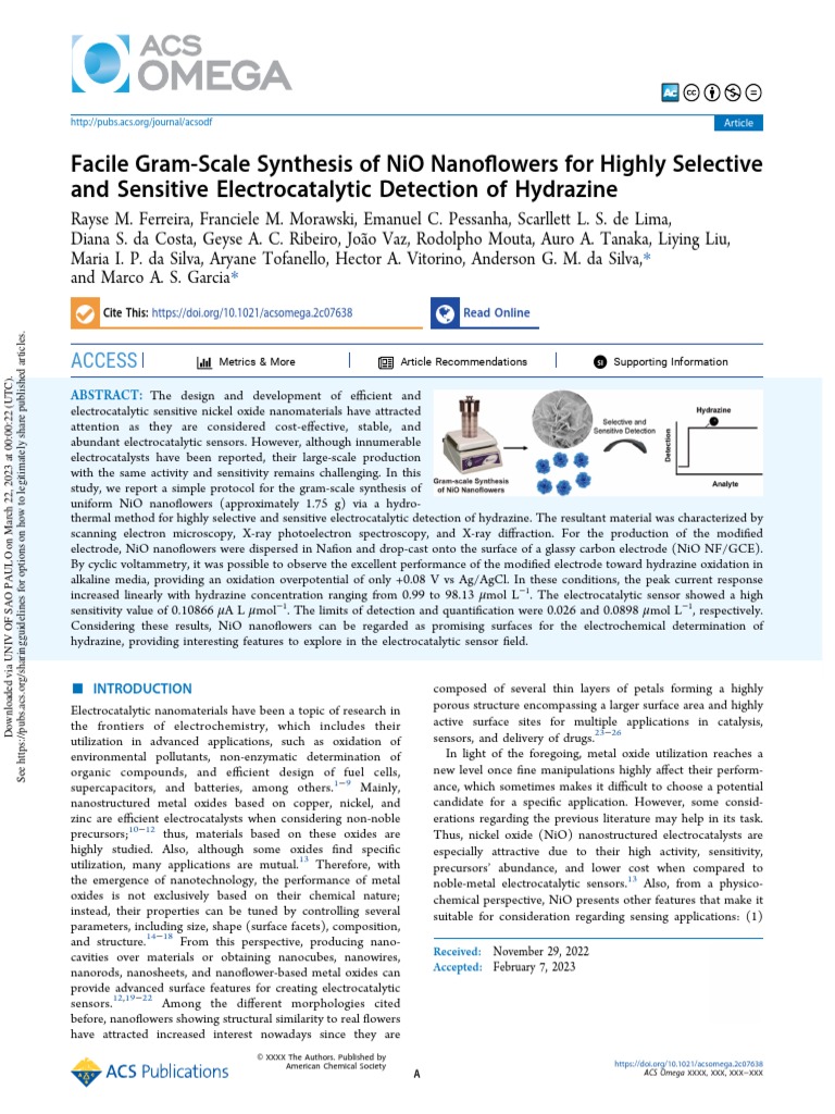 Facile Gram-Scale Synthesis of NiO Nanoflowers For Highly Selective and ... Facile Gram-Scale Synthesis of NiO Nanoflowers For Highly Selective and ...