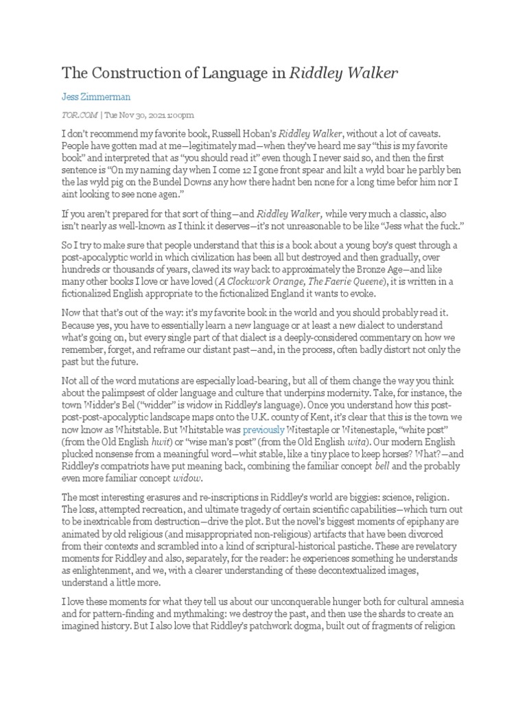 Riddley Walker | PDF | Id | Psychoanalysis