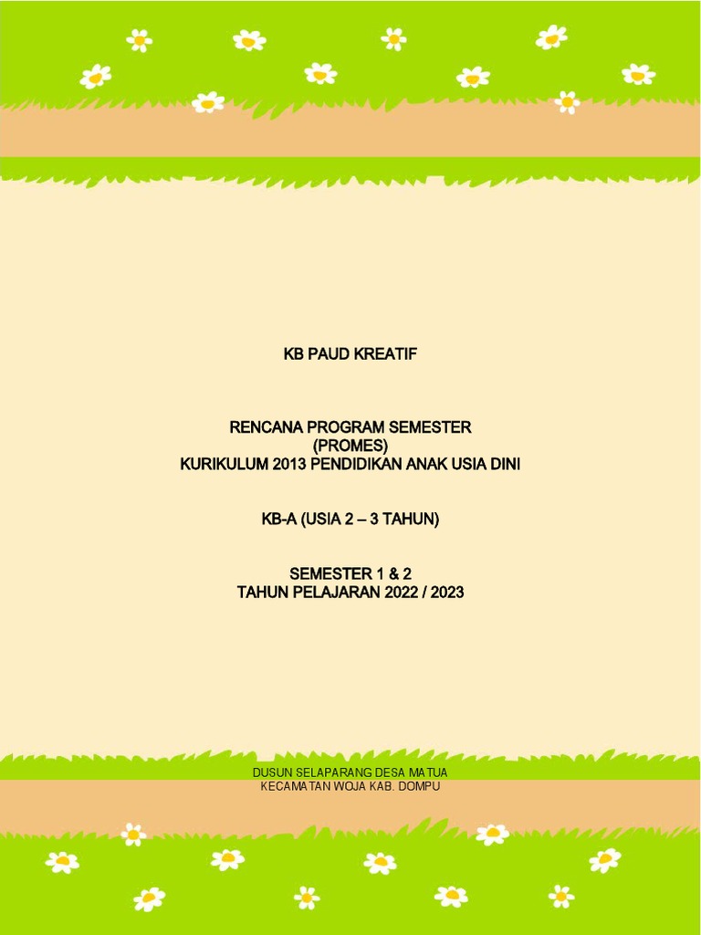 Rencana Program Semester KB-A PAUD 2023 | PDF