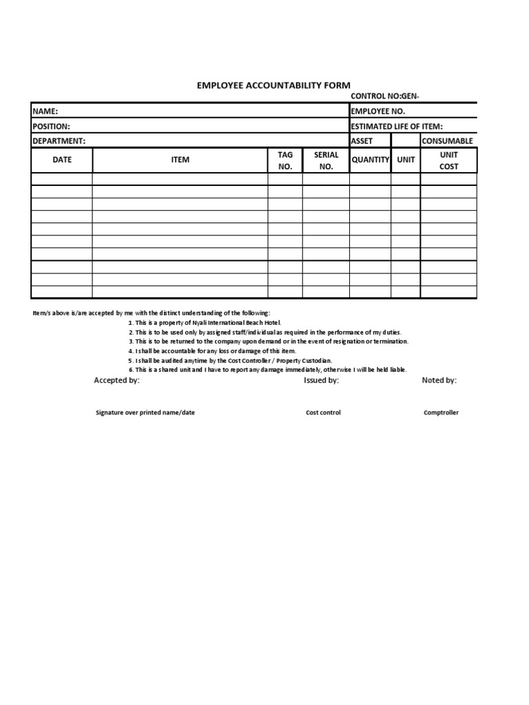 Accountability Form MBR | PDF