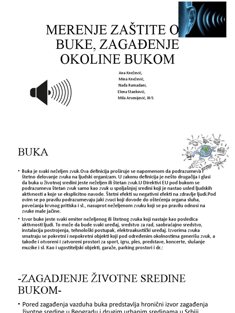 Merenje Zaštite Od Buke, Zagađenje Okoline Bukom | PDF