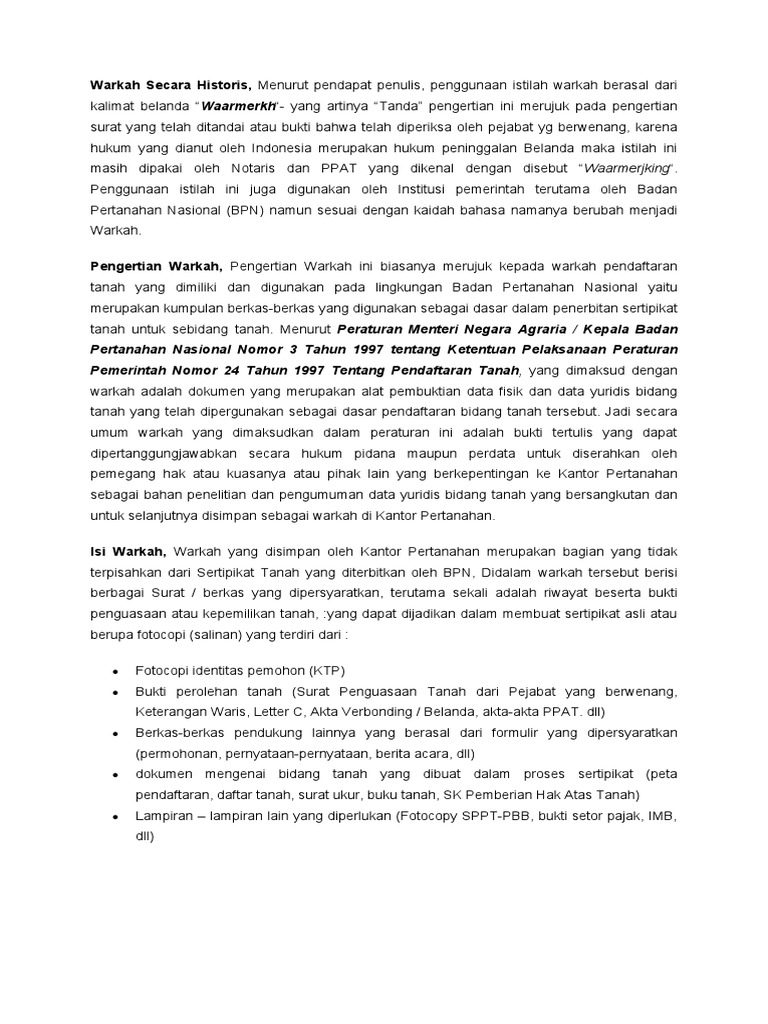 Warkah Secara Historis Tanah | PDF